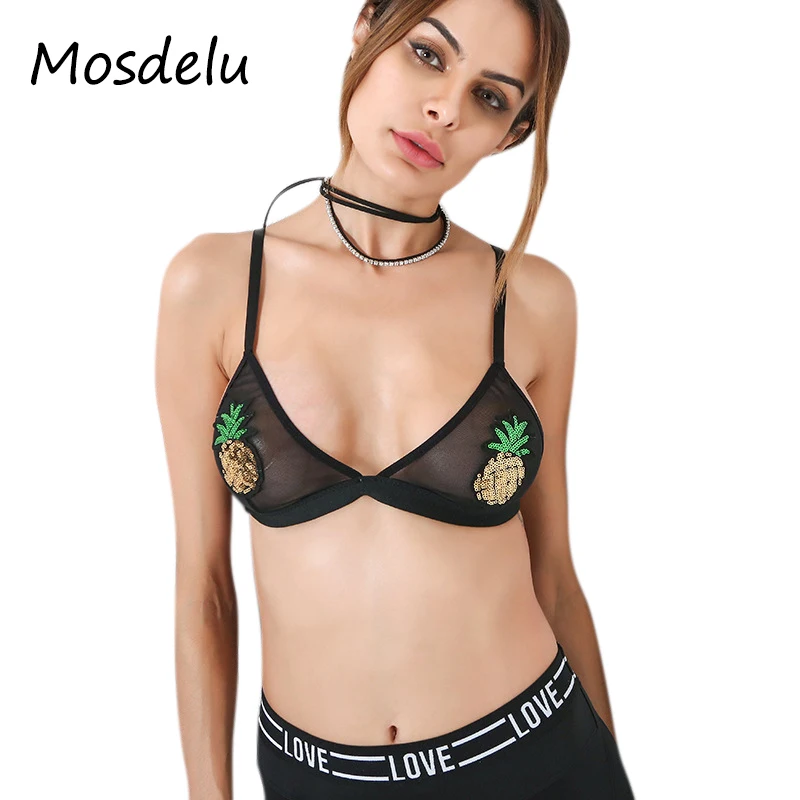 Buy Mosdelu Pineapple Embroidery Bralette Crop Top