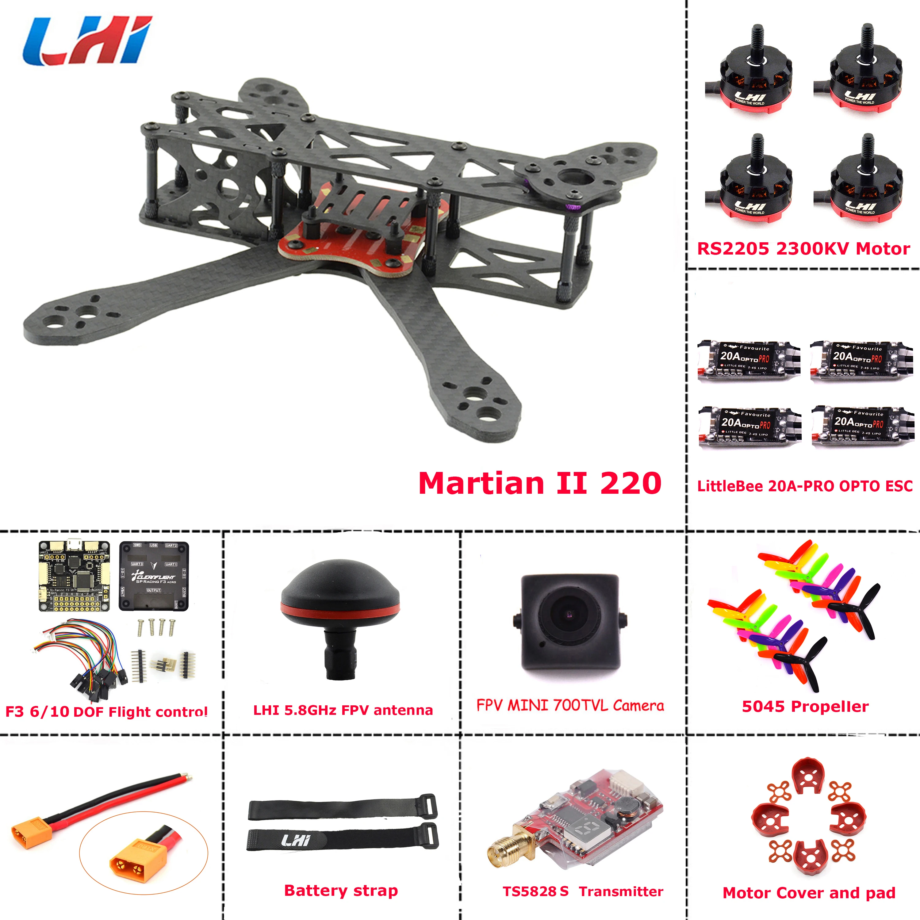 REPTILE Martian II 220mm Carbon Fiber frame fpv camera quadcopter kit ...