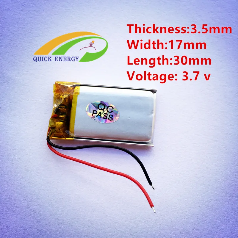 10pcs Mini DVR battery 351730 130mah-in Digital Batteries from Consumer ...