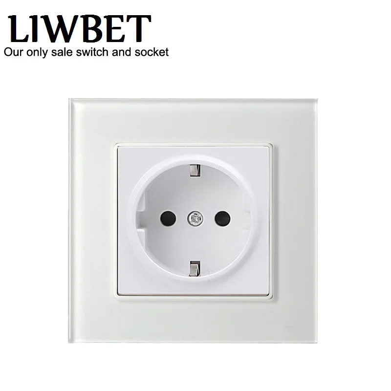 16A Europe wall socket and Glass panel White color Germany socket EU ...