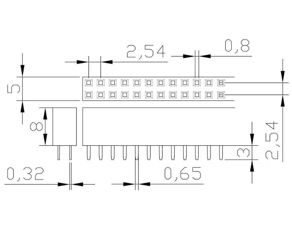 1.27mm 2×40 Pin Female Double Row Header Strip