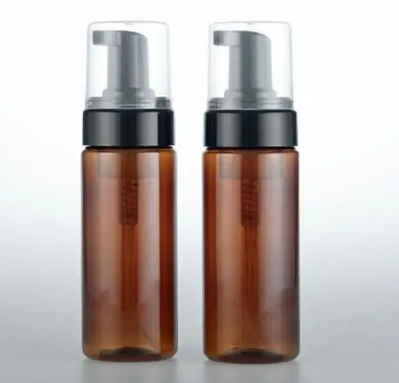 10pcslot 150ml Empty Facial Cleanser Bottles Hand Soap Amber Bottle Plastic Foam Bottle Brown