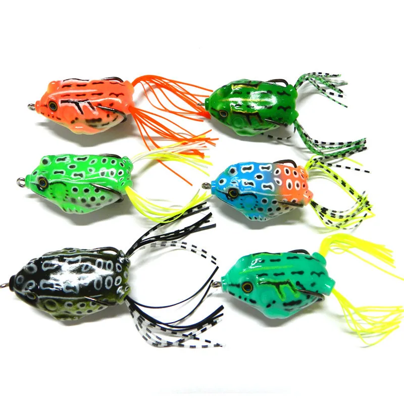 6pcs/lot Topwater Frog Fishing Lures 55mm/12.5g Popper Leapfrog Bait ...