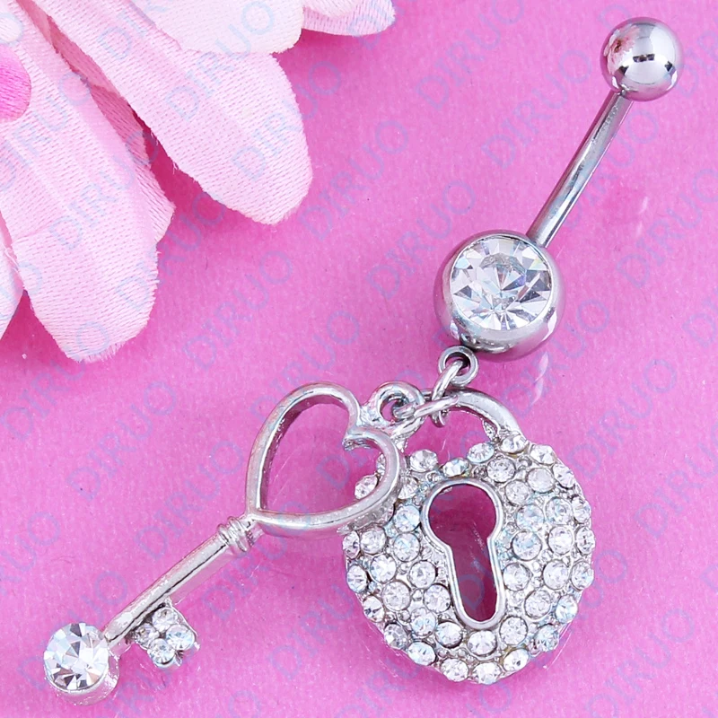 Retail Heart Key Lock Belly Button Ring Fashion Body Piercing Jewelry ...