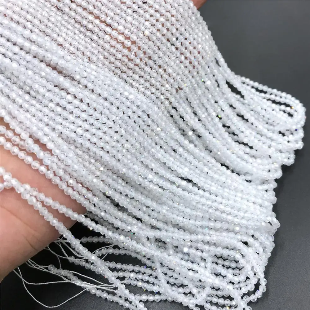 2 3mm Transparent zircon beads Natural Small stone beads tiny white ...