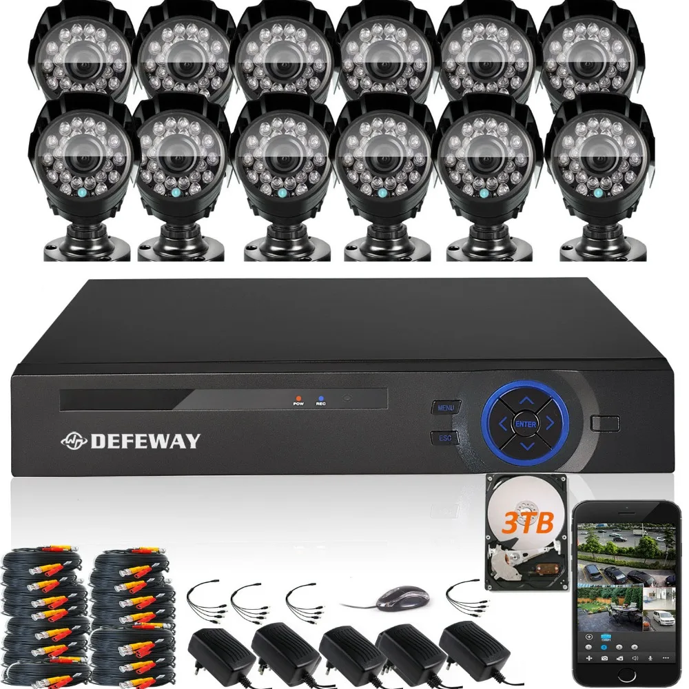 DEFEWAY 12 1200TVL 720P HD al aire libre Sistema de cámaras de ...