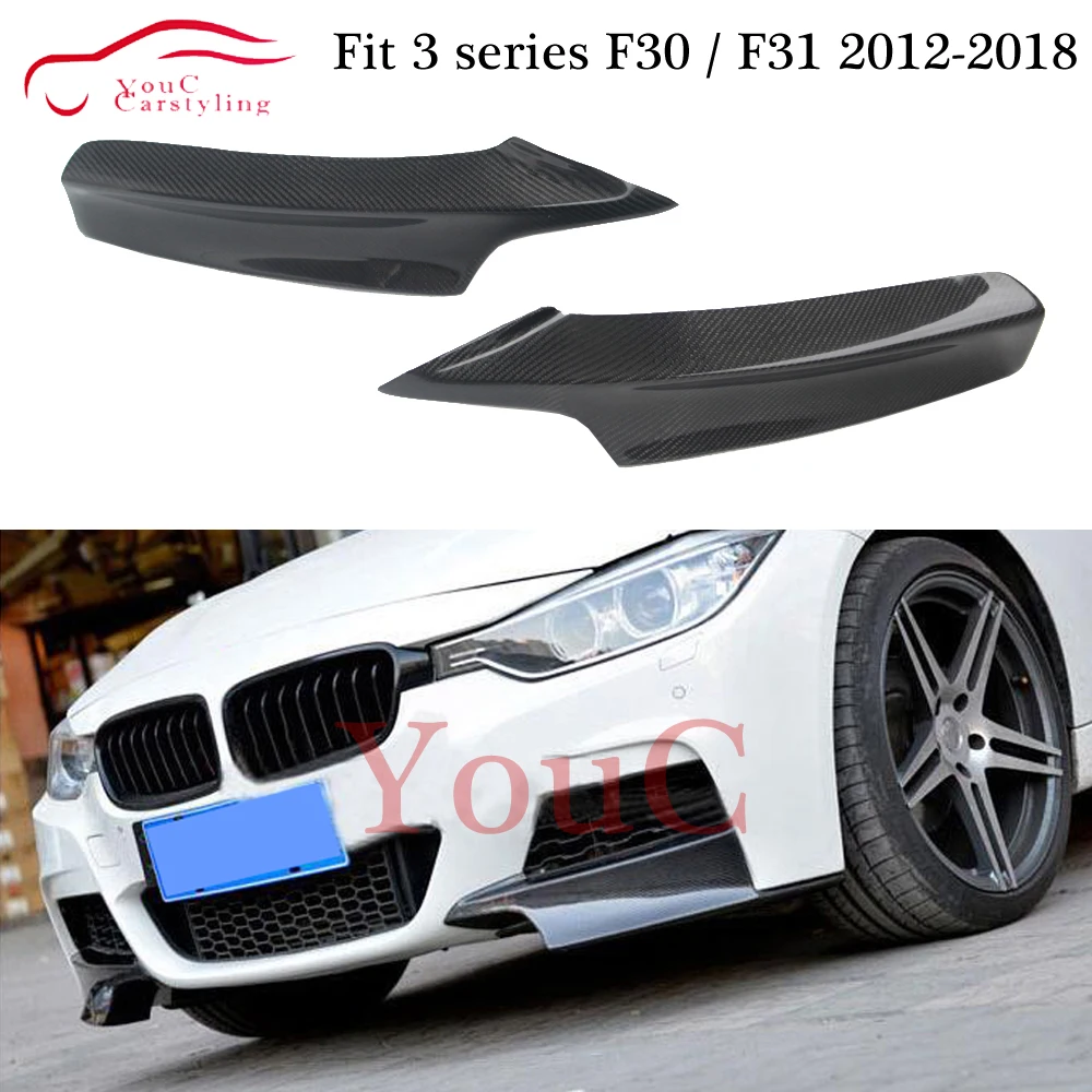 F30 Carbon Fiber Fender Trim Front Bumper Lip Corner Spoiler Splitter ...