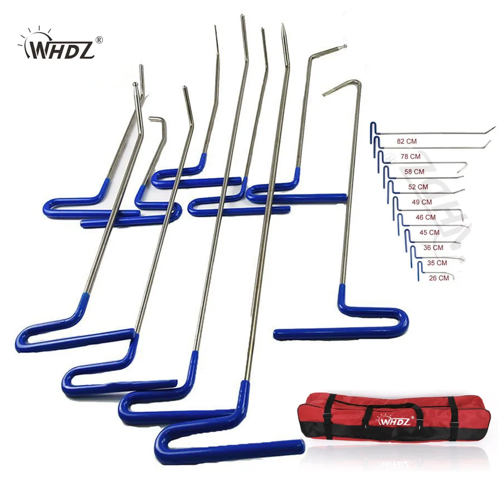 High Quality PDR Rods Hooks Tools 10pcs Repair Car Tool Paintless Dent ...