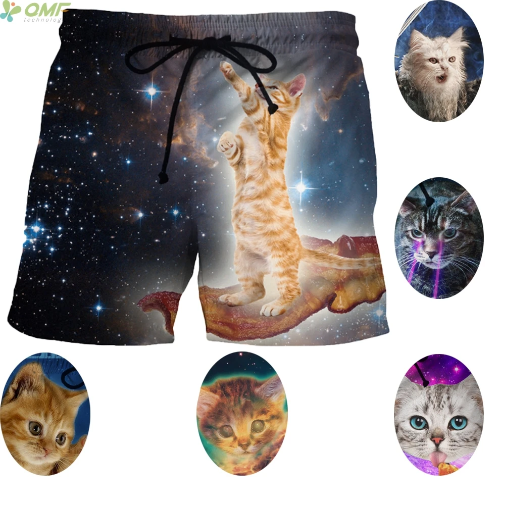 Space Cat Digital Print Man Mesh Short Pants New Fashion Trend Star Cat ...