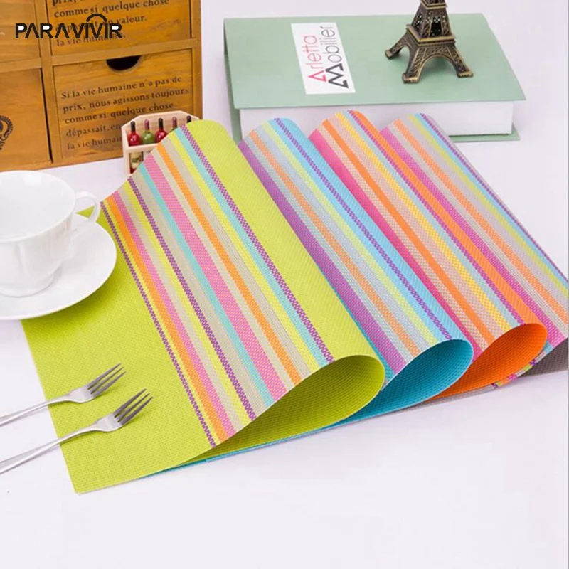 Tesling Stripes Placemat Fashion PVC Bar Mat Plate Mat 45*30cm Pads ...