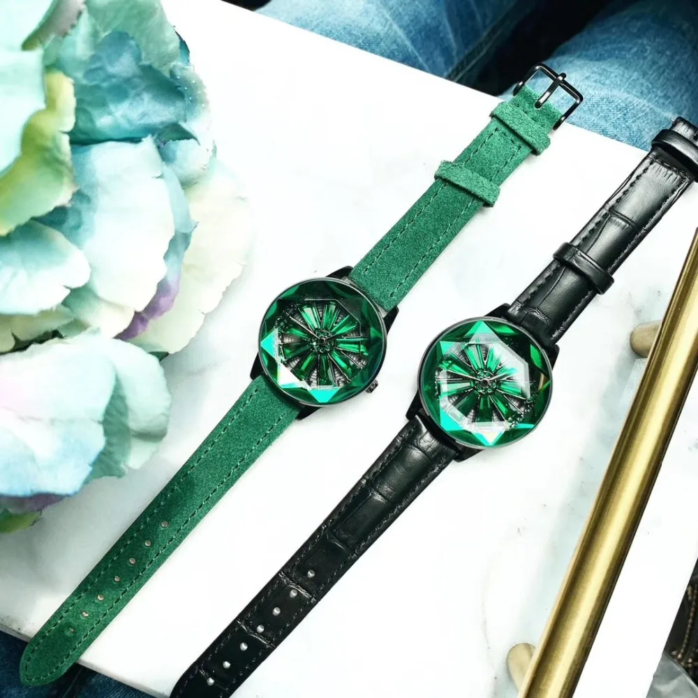 So-Vivid-Green-Crystal-Watches-for-Women-Creative-Multi-Facet-Crystal ...