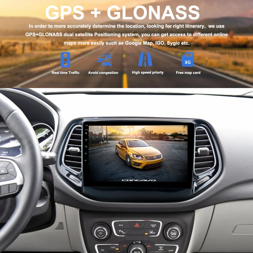 Car Android 10 Radio GPS for Jeep Compass 2017 2018 Multimedia with 9 ...