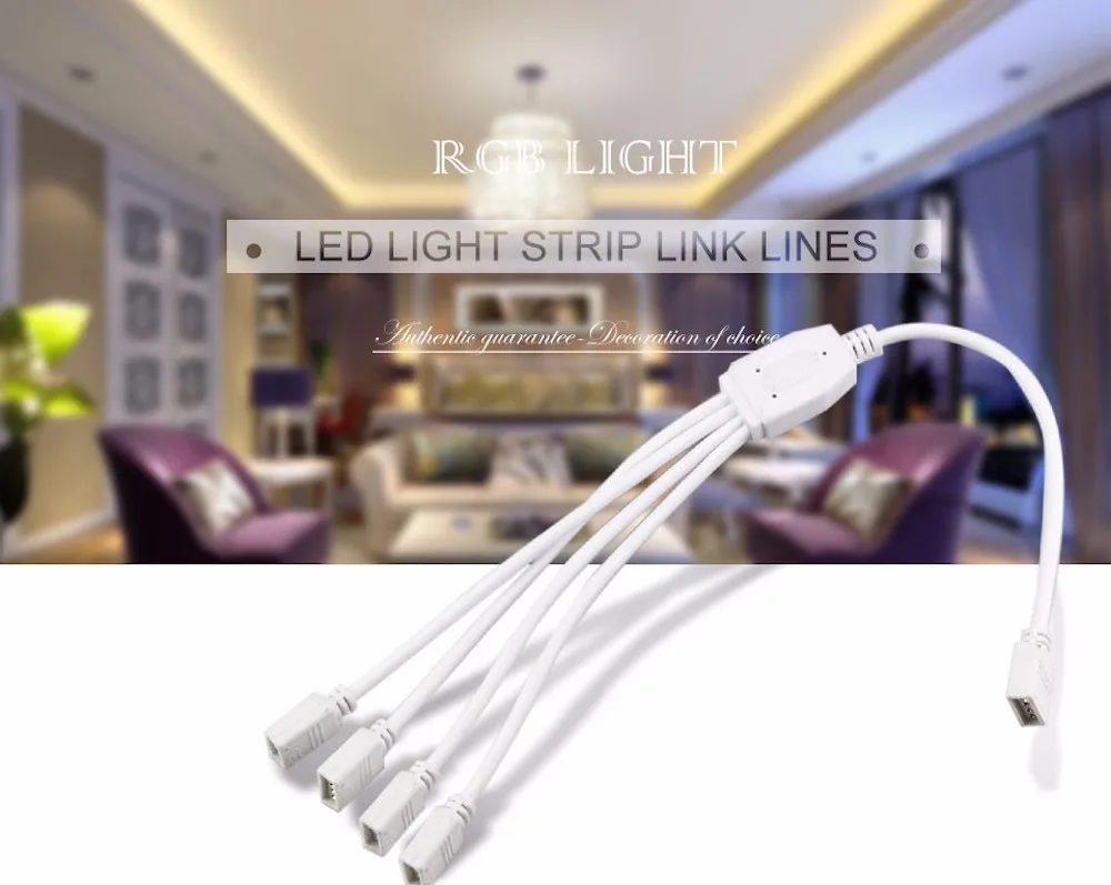 4Pin 1 To 4 Led strip Female Adapter RGB Led Strip Connector Link Cable ...
