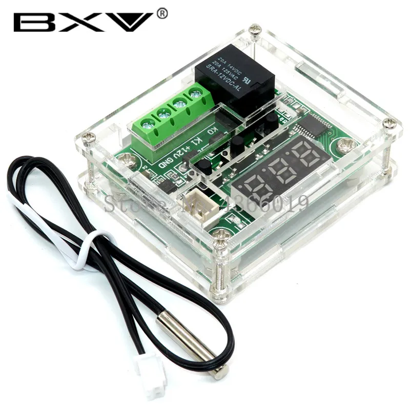 W1209 DC12V Cool อุณหภูมิควบคุมอุณหภูมิเครื่องวัดอุณหภูมิเทอร์โมคอนโทรลเลอร์ + กล่องอะคริลิค ...