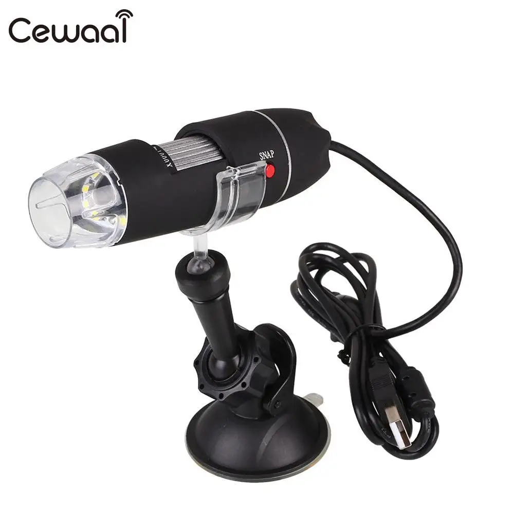 Cewaal Portable Professional USB 40X 1000X HD Microscope 8 LED Electric ...