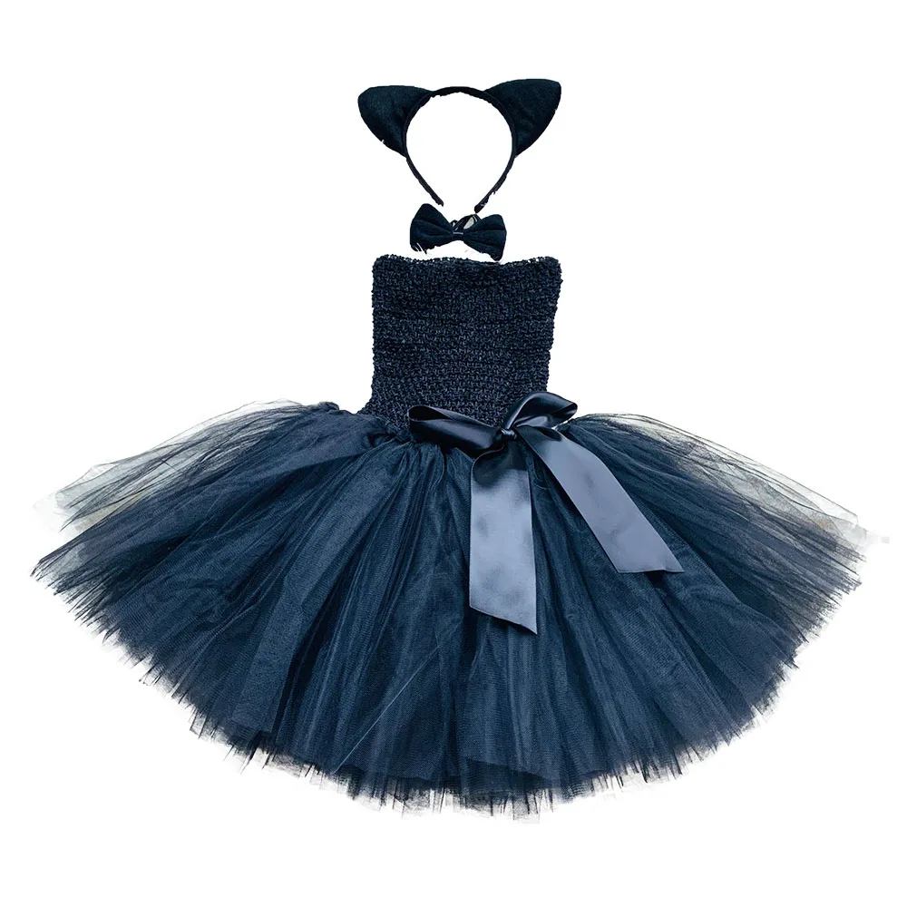 Black Cat Girls Tutu Dress 1 10 year Children Knee Length Birthday ...