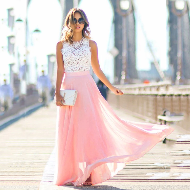 Crochet Women Sexy Lace Dress 2016 Summer Elegant O Neck Sleeveless