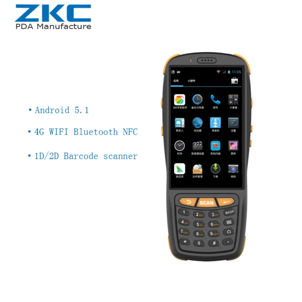 ZKC PDA3503 Rugged handheld 4 inch 4g pda barcode scanner android ...