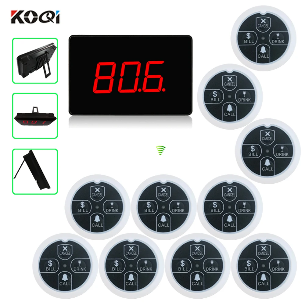 Wireless Restaurant Table Buzzer Service System with 7 segment lcd ...