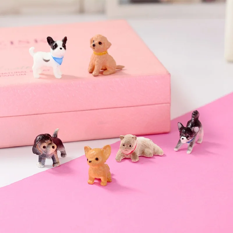6 pieces/lot 3cm Super Cute Mini Dogs & Cat Action Figures Cartoon PVC ...