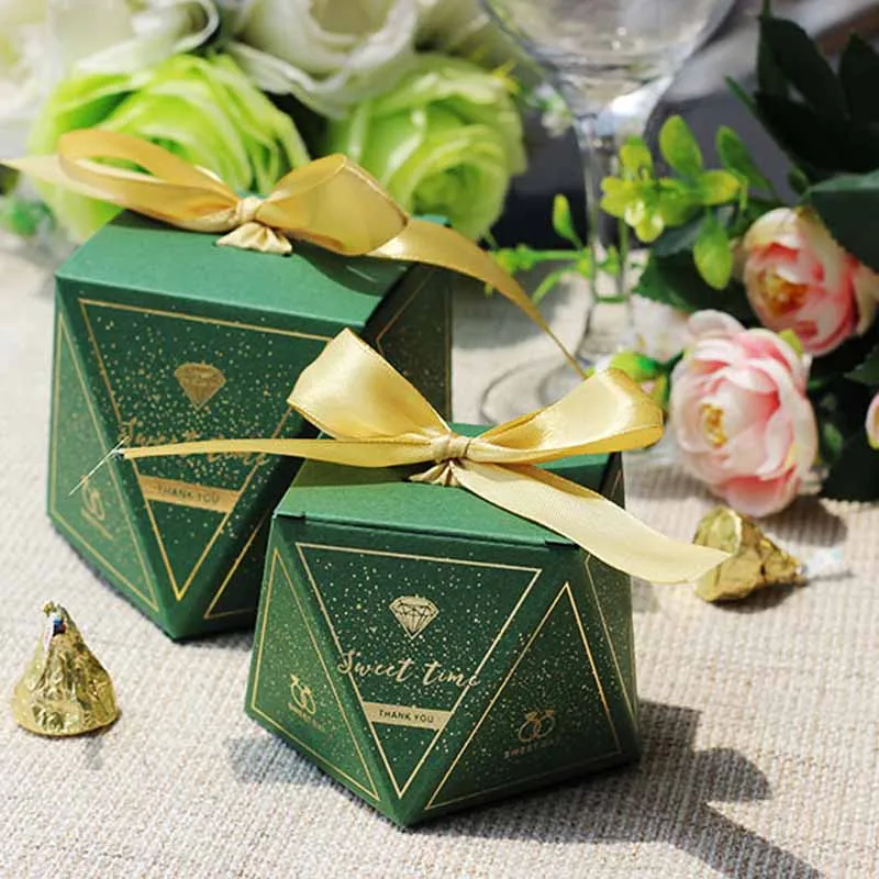 Diy 50pcs Four Color10x7x8cm A Diamond Candy Box Diamond-shaped Candy ...