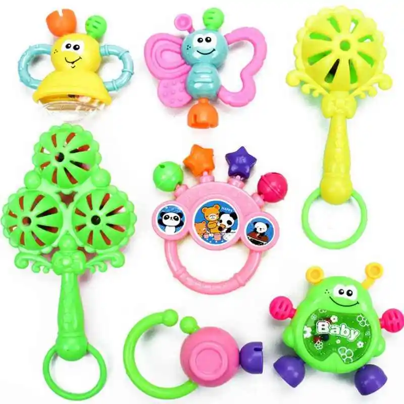 Baby Rattles Toys 7pcs Hand Shake Bed Bell Newborns Plastic Animal ...
