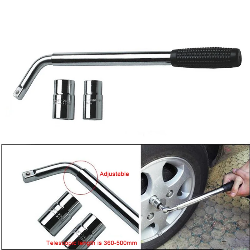 Extendable Tire Lug Nut Wrench 17 19 21 23mm Sockets Car Van Telescopic ...