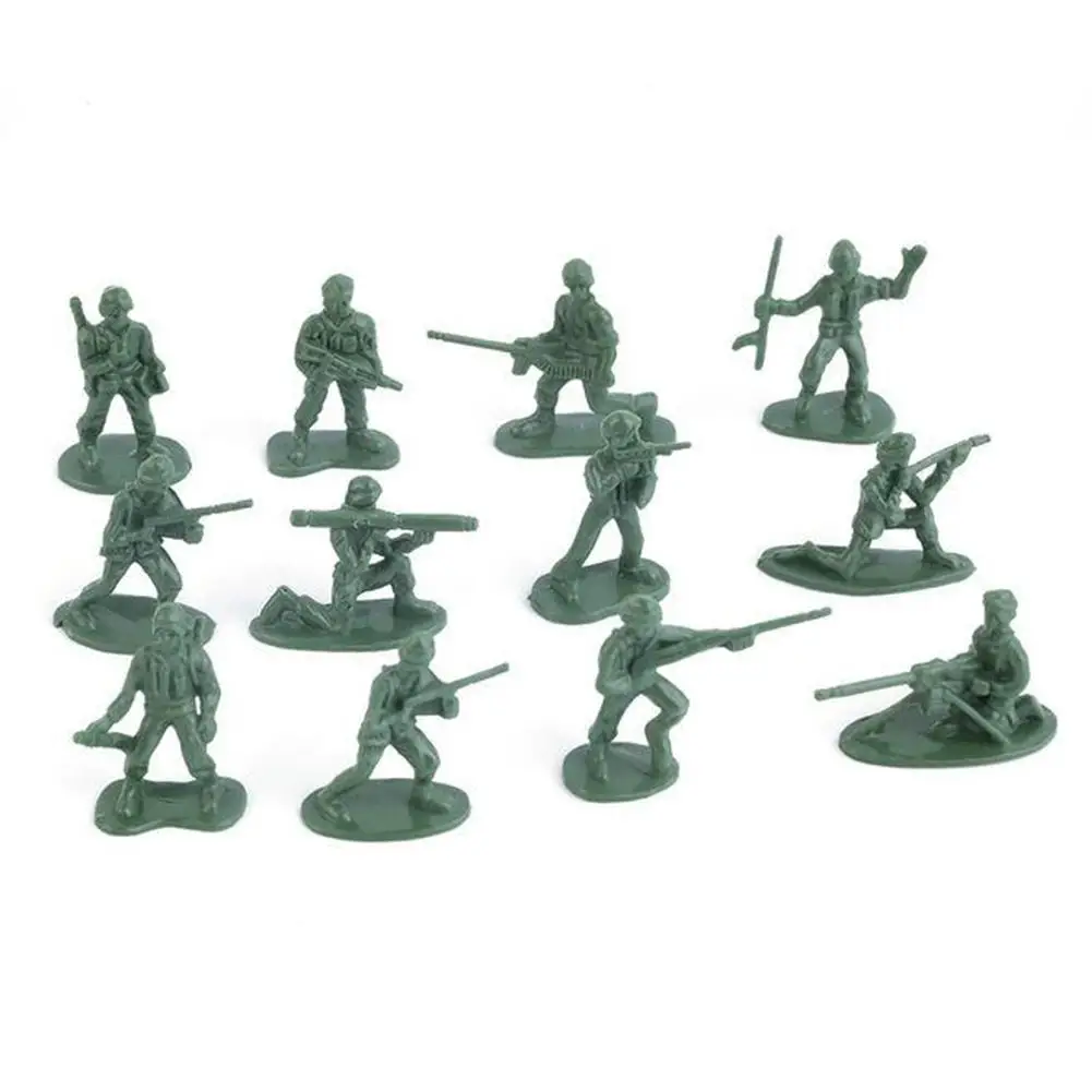 100 Pcs/set Militer Mainan Plastik Tentara Tentara Pria Figure 12 Pose ...