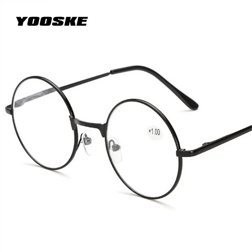 Yooske Retro Men Round Reading Glasses For Harry Potter Metal Frame Glasses Women Hyperopia
