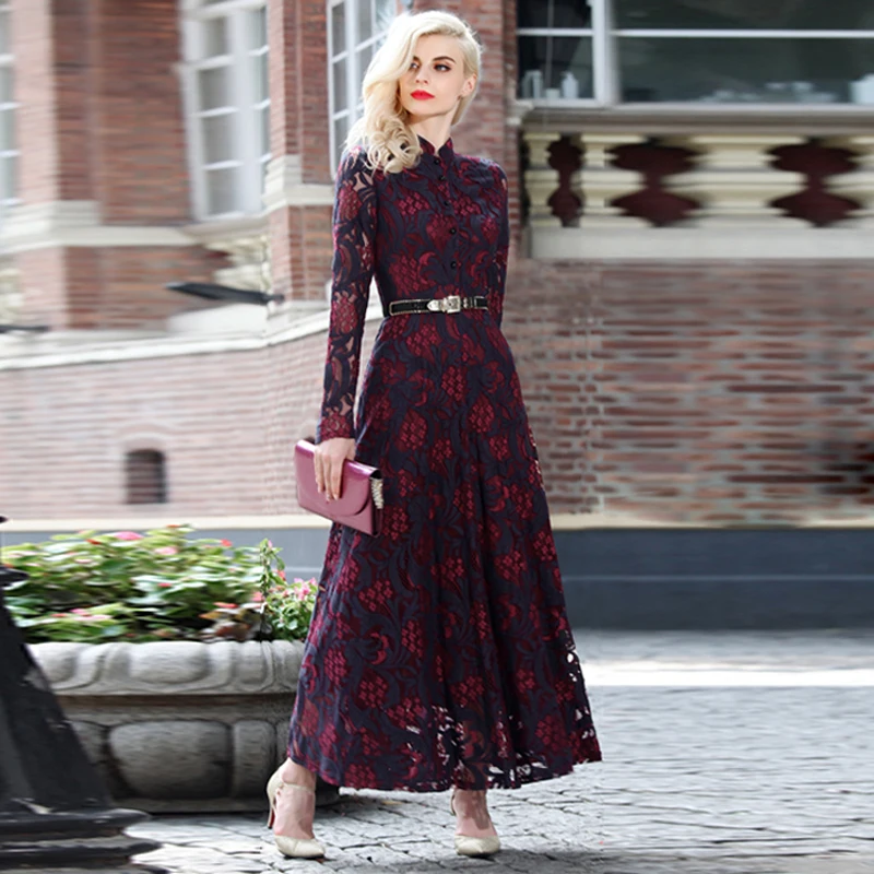 High Quality 2017 New Autumn Winter Designer Maxi Dresses Women Long ...