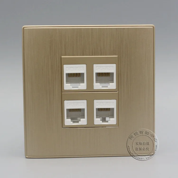 Four Ports Network Ethernet Lan Rj45 Cat5e Outlet Panel Faceplate Home ...