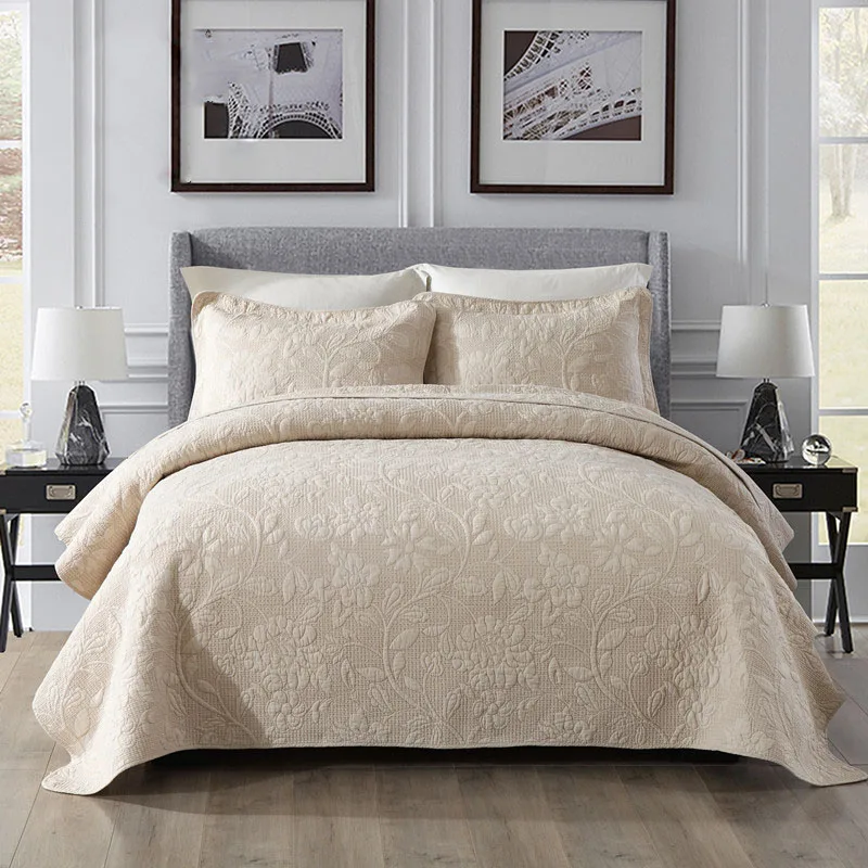 Buy Chausub Quality Plain Cotton Quilt Set 3pcs Solid
