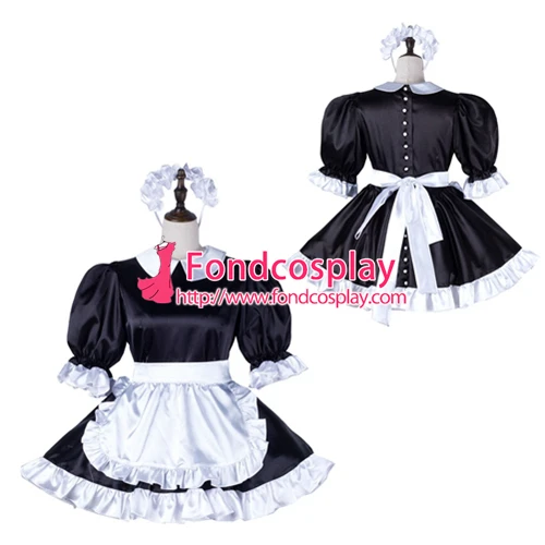 Sissy maid satin dress lockable Uniform cosplay costume Tailor made ...