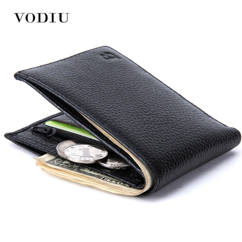 2017 Minimalist Vintage Designer Genuine Leather Men Slim Thin Mini ...