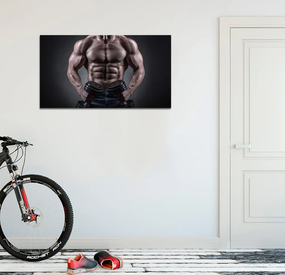 Visual Art Decor Sexy Man Wall Art Muscular Bodybuilder Man Exercising ...