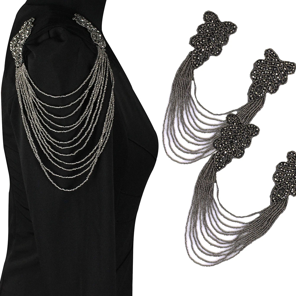 Handmade Beads Floral Tassels Patches Epaulets Shoulder Board Applique ...