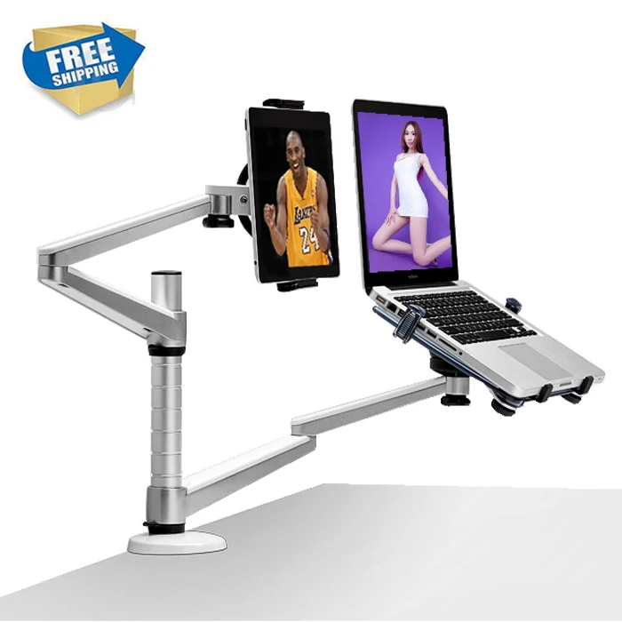 Full Motion Dual Arm 10 15 inch Laptop Holder + 7 10 inch Tablet PC ...