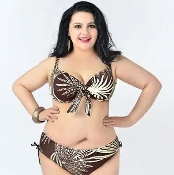 HZYEYO пуш-ап плюс размер бикини большого размера Набор 2XL до 6XL жир женский купальный костюм ...