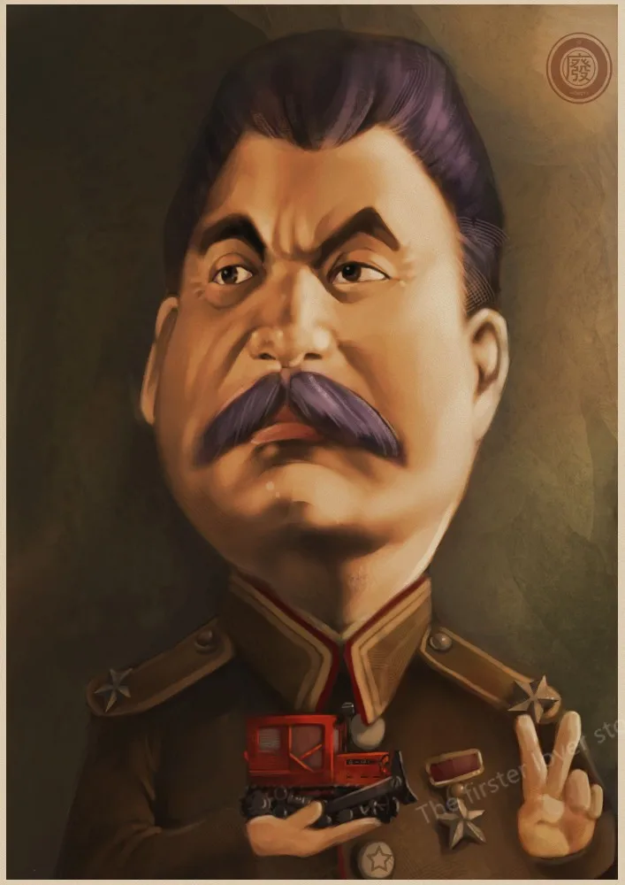 Russian Comrade Joseph Stalin/ Lenin Portrait Black and White CCCP USSR ...