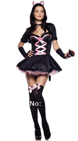 Free Shipping Halloween Dresses Sexy Black Cat Costumes Cat Cosplay Apparel For Women Cosplay