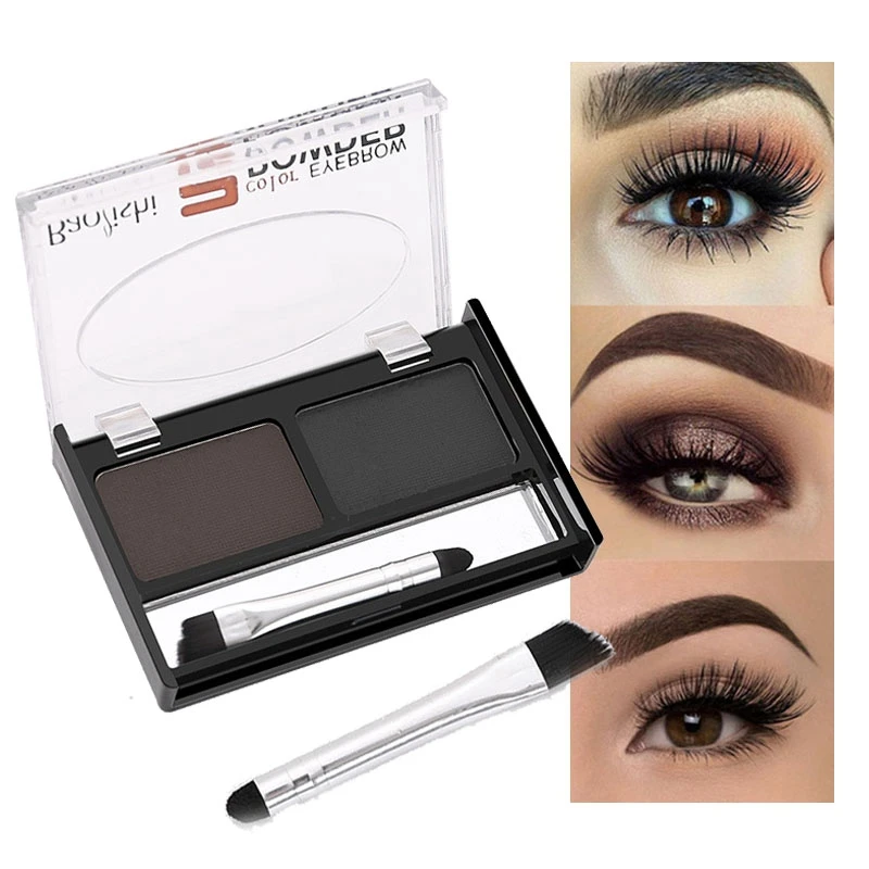 2 Color Eyebrow Powder Palette Waterproof Smudge Proof Eye Brow ...