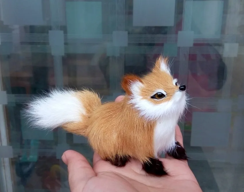 small simulation fox toy mini squatting fox model home decoration ...