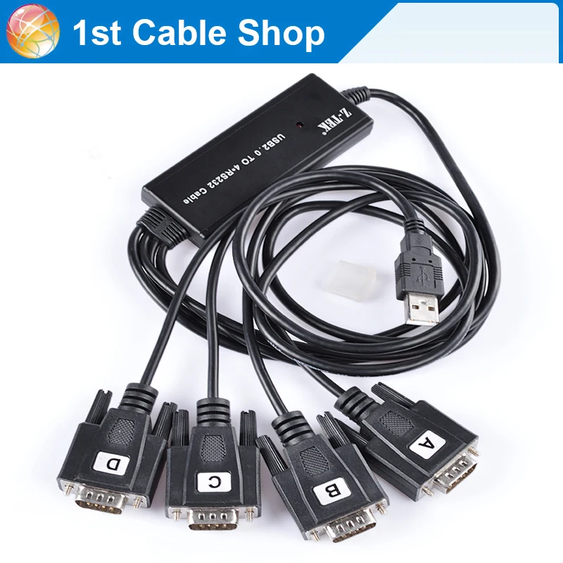 4 port USB 2.0 to 4X RS232 serial cable splitter converter ZE552A(FTDI ...