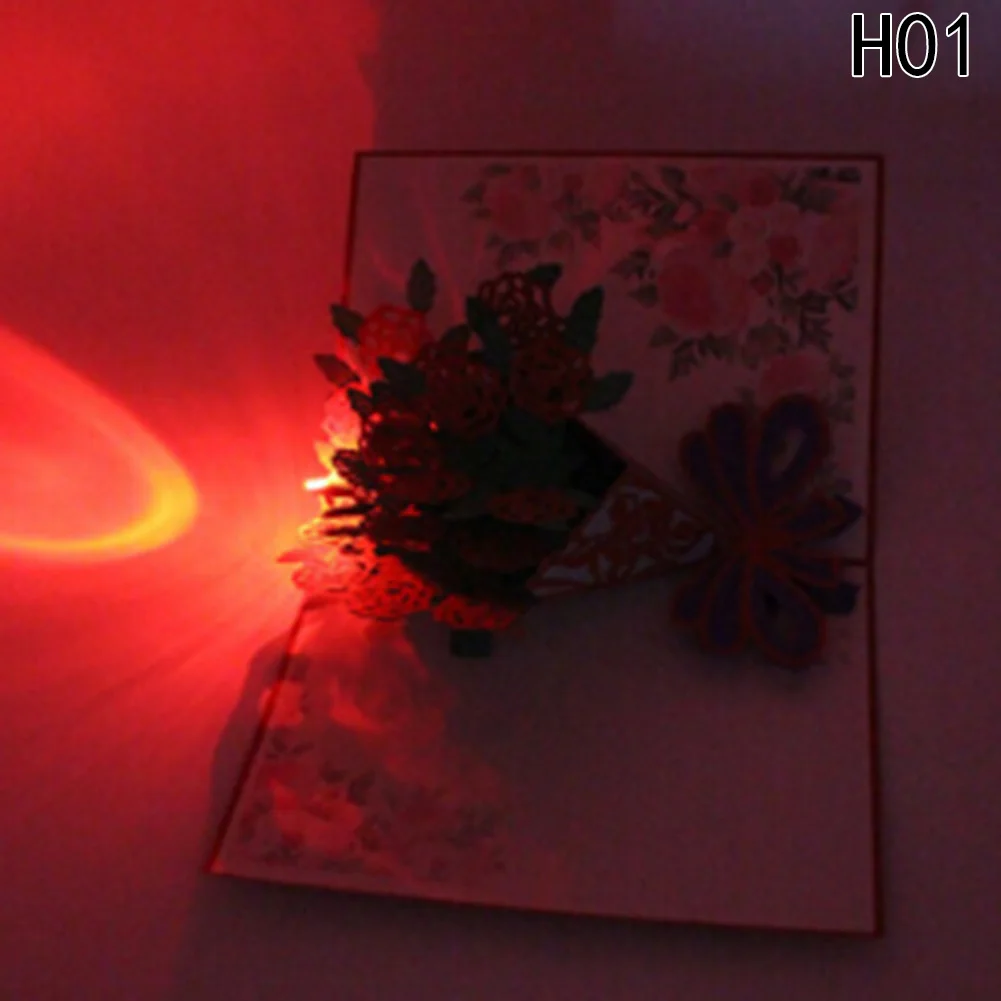 3D Laser Cut Up Greeting Card Postcards Happy Birthday Cake Music LED ...