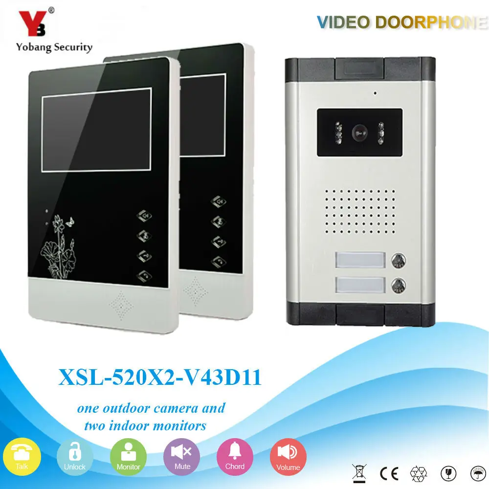 YobangSecurity Wired 4.3" Inch Monitor Video Door Bell Phone Intercom ...