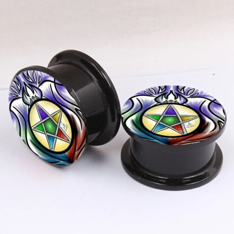 blue pentagram ear expansion piercing 4 16mm plugs and tunnels body ...