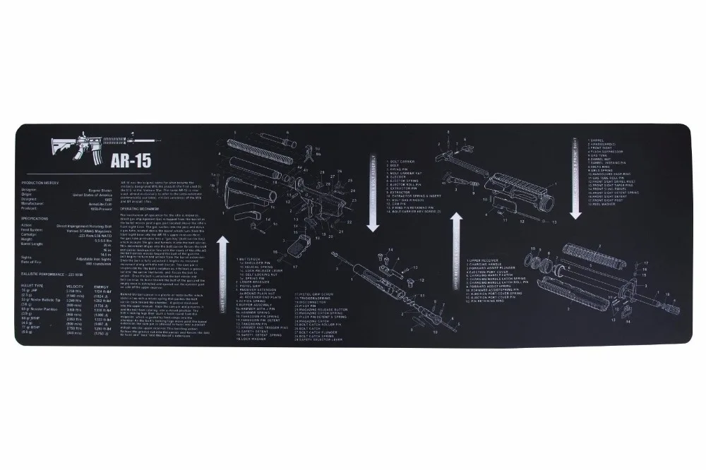 NEW 36"x12" Waterproof Non Slip Glock AR 15 Cleaning Mat with Parts ...