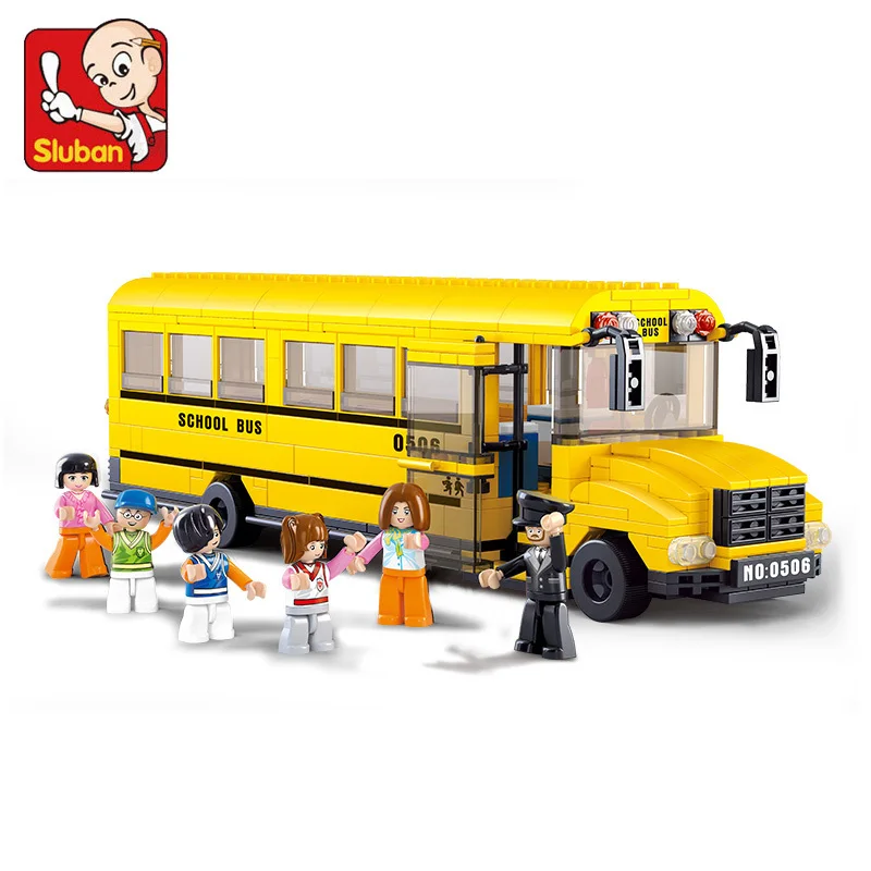 SLUBAN 0506 Big School Bus Building Blocks Learning And Education DIY ...