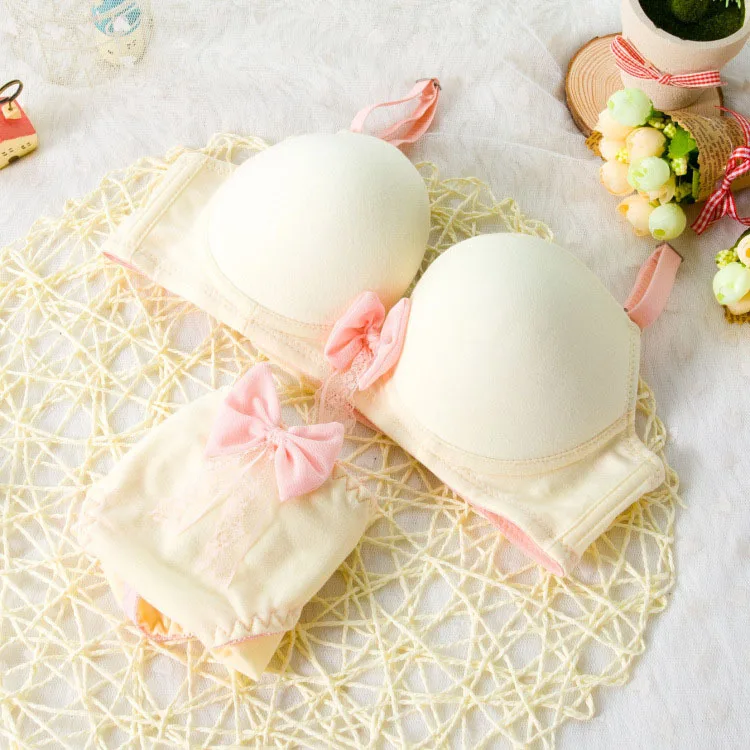 Pink Bow Lace Womens Bras And Underwear Sets Lace Bra Set Seamless ...