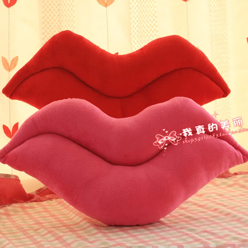 Sexy red lips double faced plush toy cushion lumbar pillow cotton ...